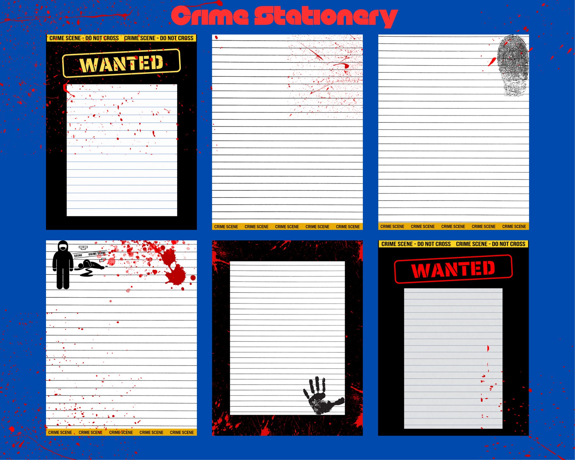 Crime Stationery Set, Printable Crime Notepaper, True Crime, Crime ...
