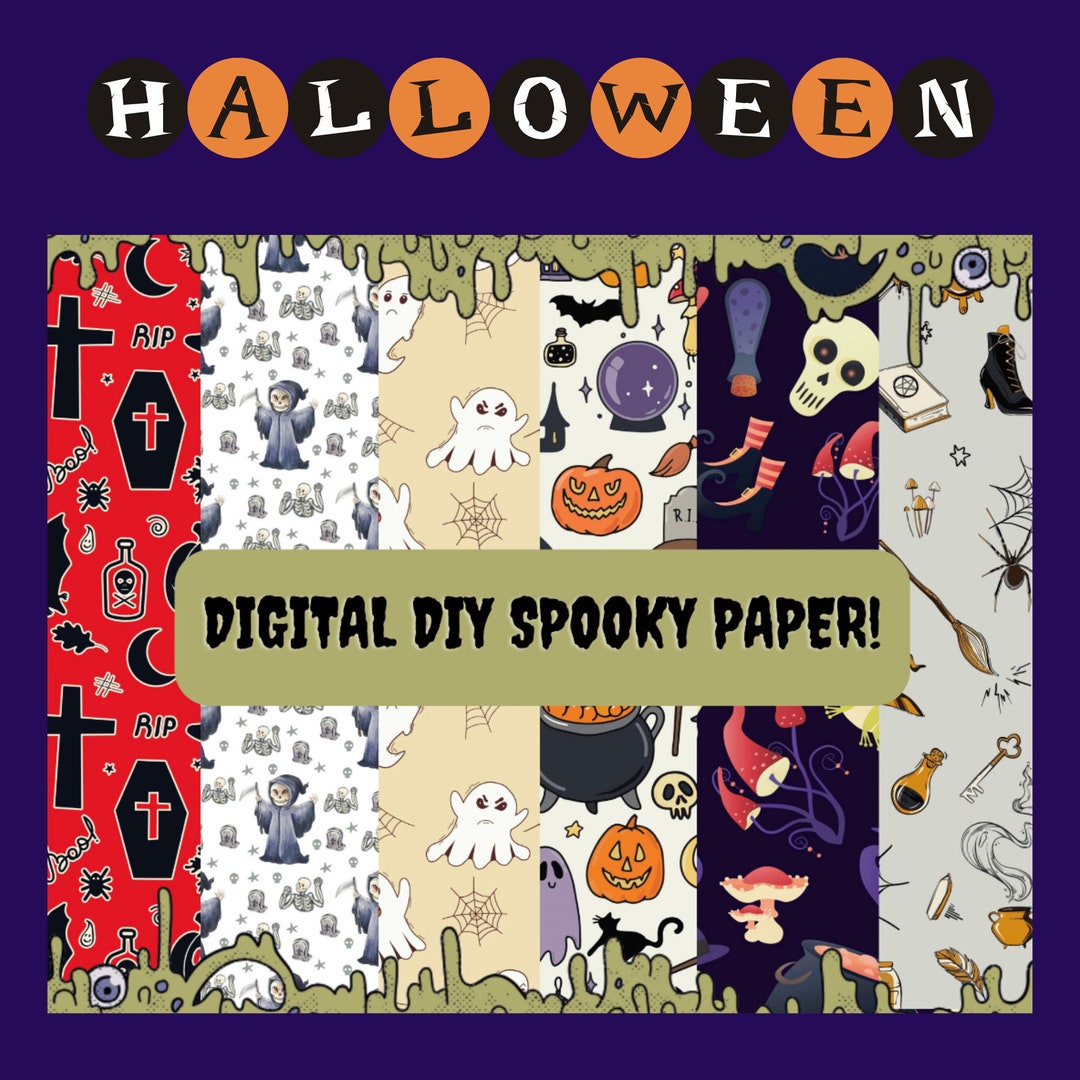Digital DIY Spooky Paper, Halloween Prints, Spooky Patterns ...