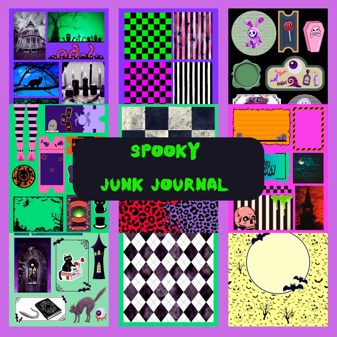 Spooky Junk Journal Kit, Digital Ephemera, Collage Sheets, Halloween ...