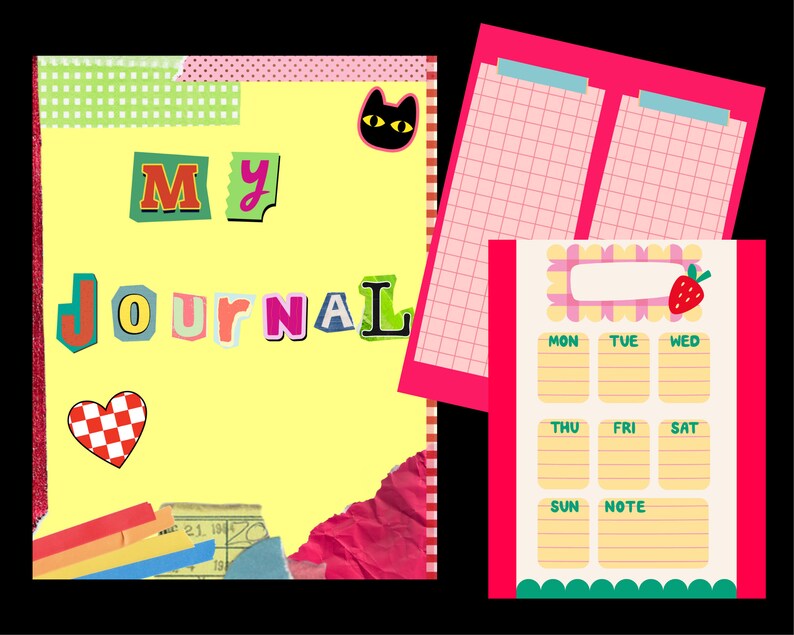 Printable Cute Journal Pages, Digital Journal Paper, DIY Journal, Funky ...