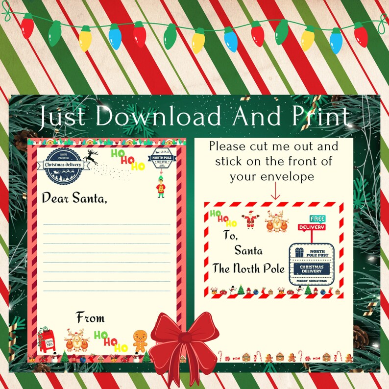 Printable Letter to Santa, Kids Craft, Digital Print, Christmas - Etsy