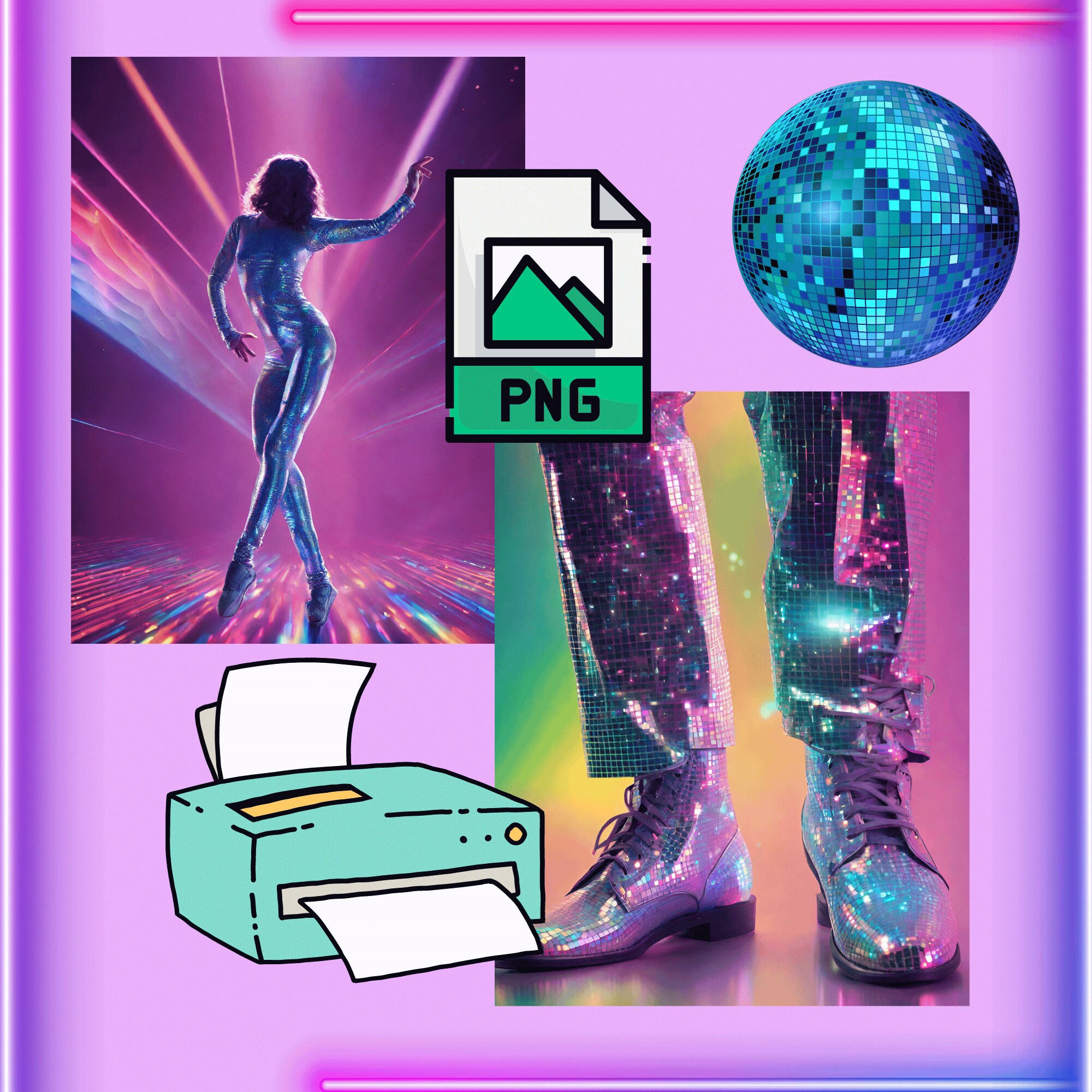 Holographic Disco Prints, 80s Disco, Disco Backgrounds, Digital Paper ...