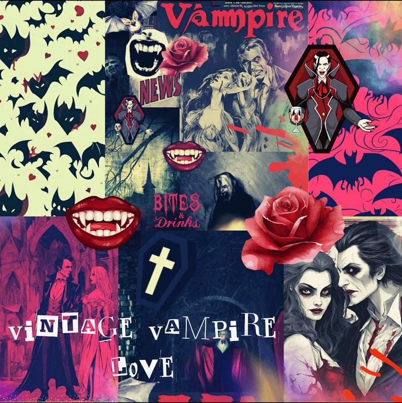 Printable Vintage Vampire Pages, Backgrounds, Halloween, Scrapbooking ...