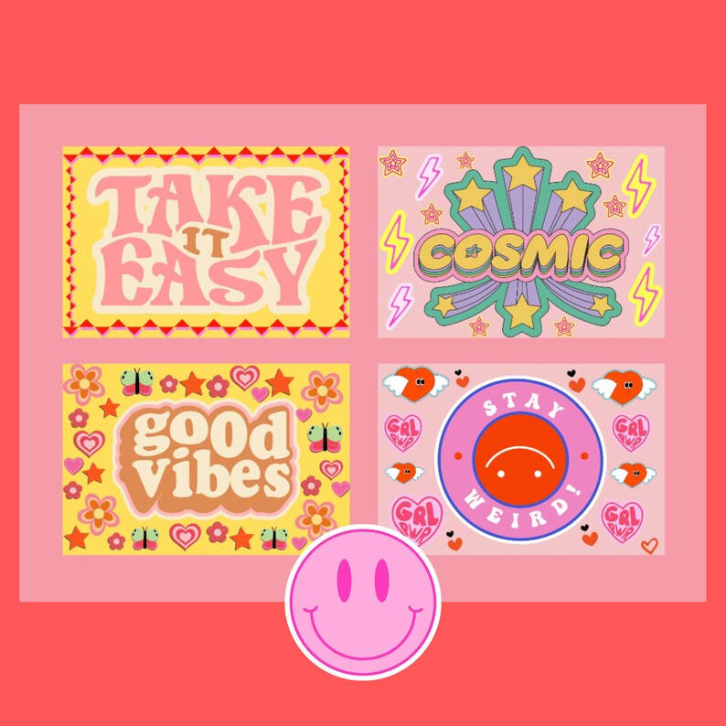 DIY Retro Stickers, 80s, 90s, Digital Prints, Retro PNG - Etsy