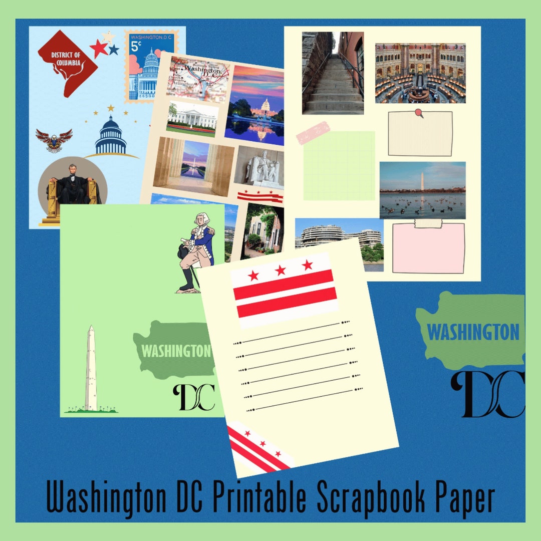 Printable Washington DC Journal Papers, Scrapbooking, Digital Download ...