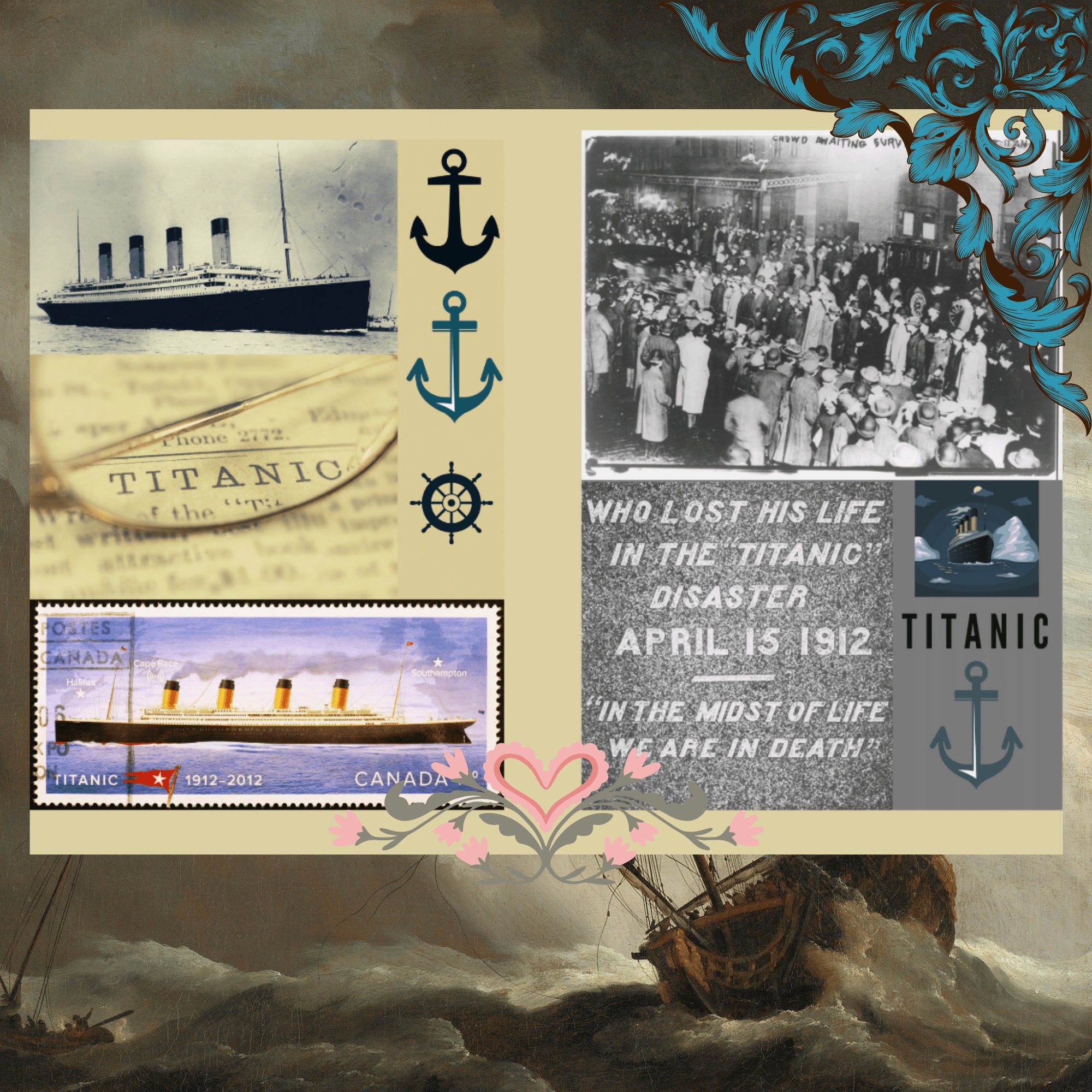 Titanic Journal Prints, Digital Collage Sheets, Scrapbooking, DIY Craft ...