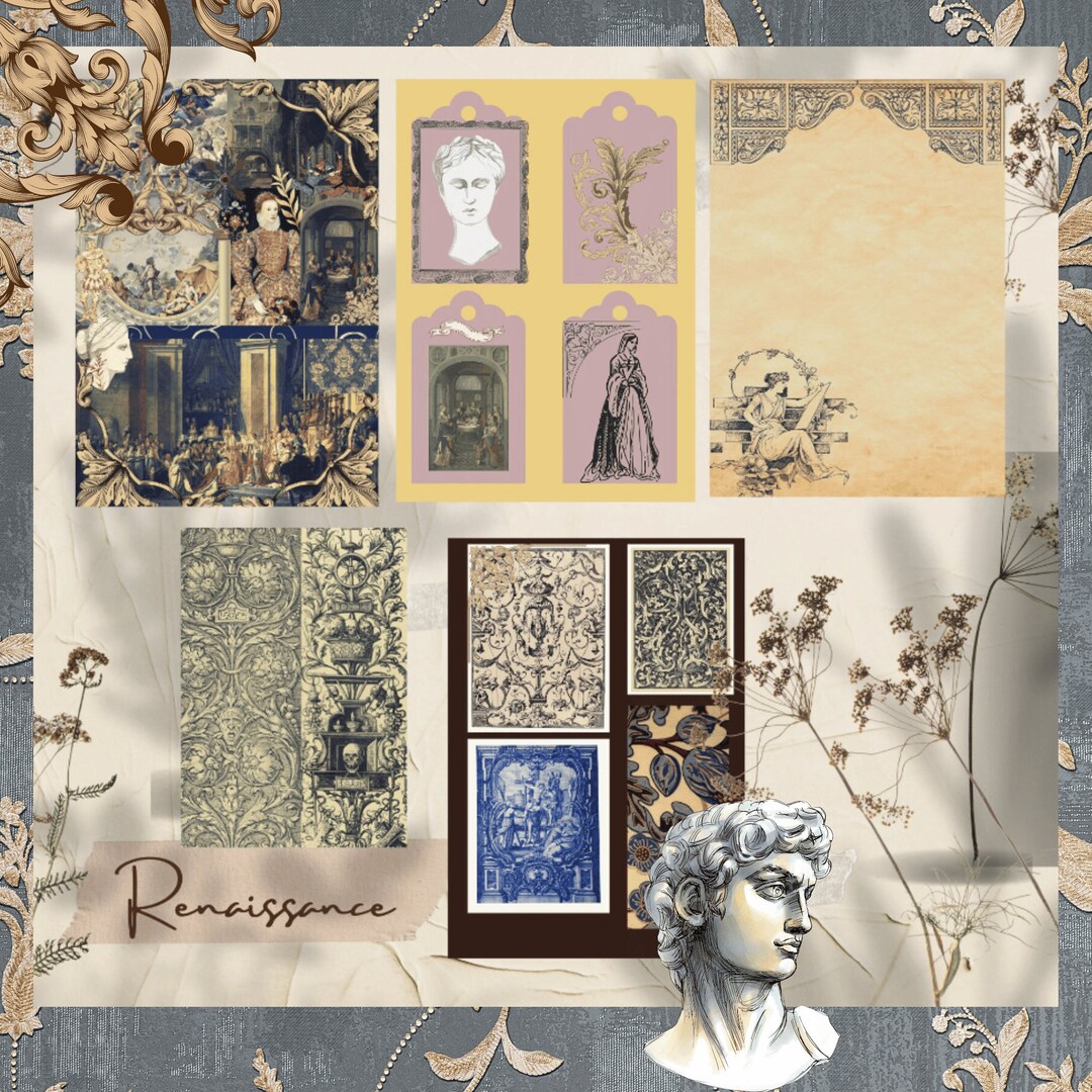 Printable Renaissance Collage Sheets, Digital Junk Journal ...