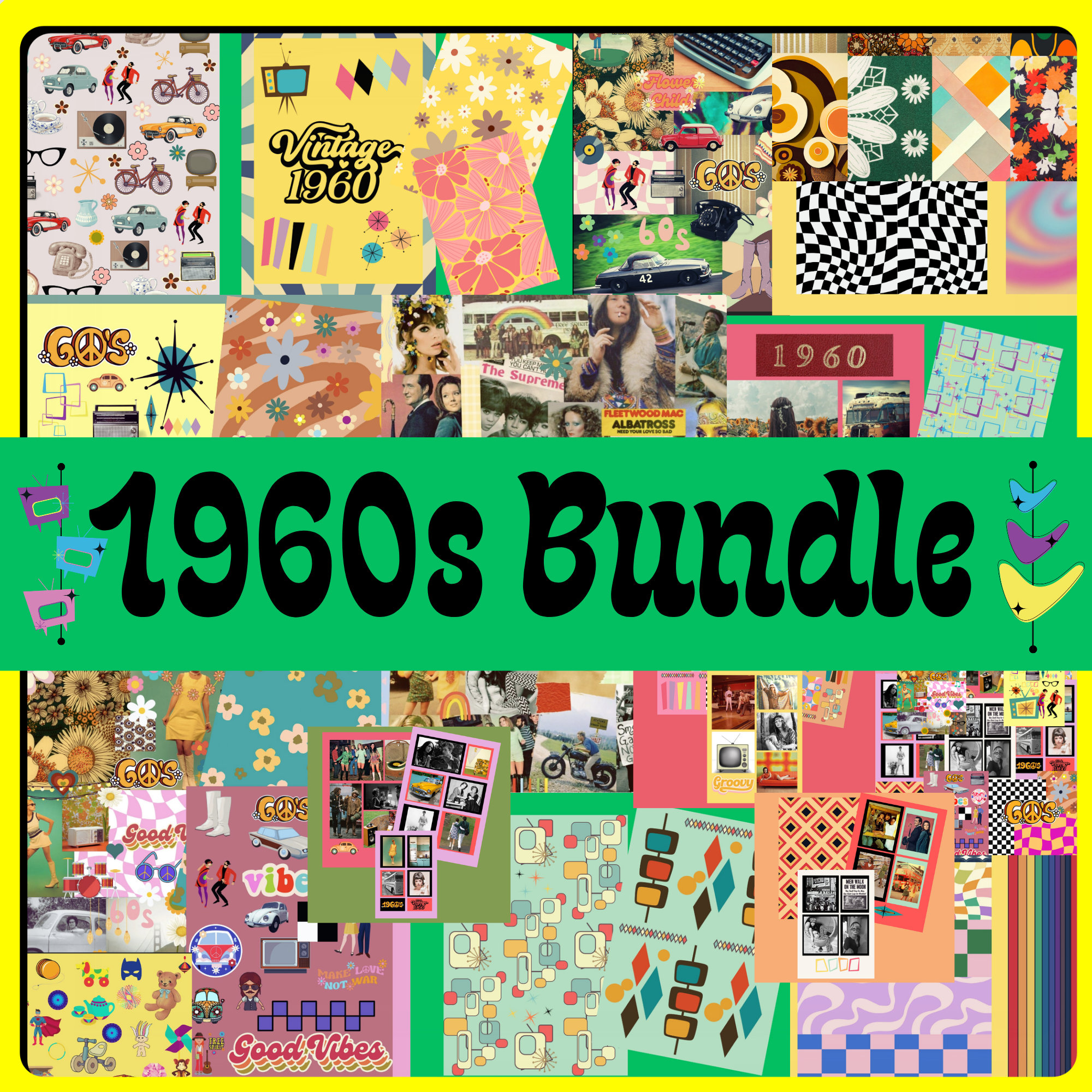 1960's Bundle, 60s Prints, Digital Download, Scrapbooking, Collage ...