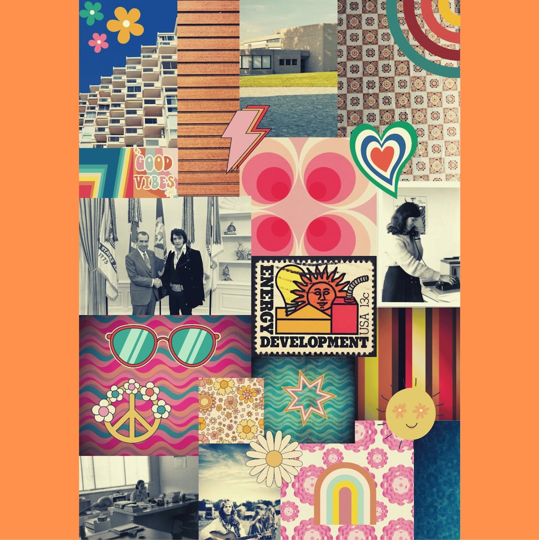 1970s Collage 70s Print Digital Paper Collage Sheet DIY - Etsy