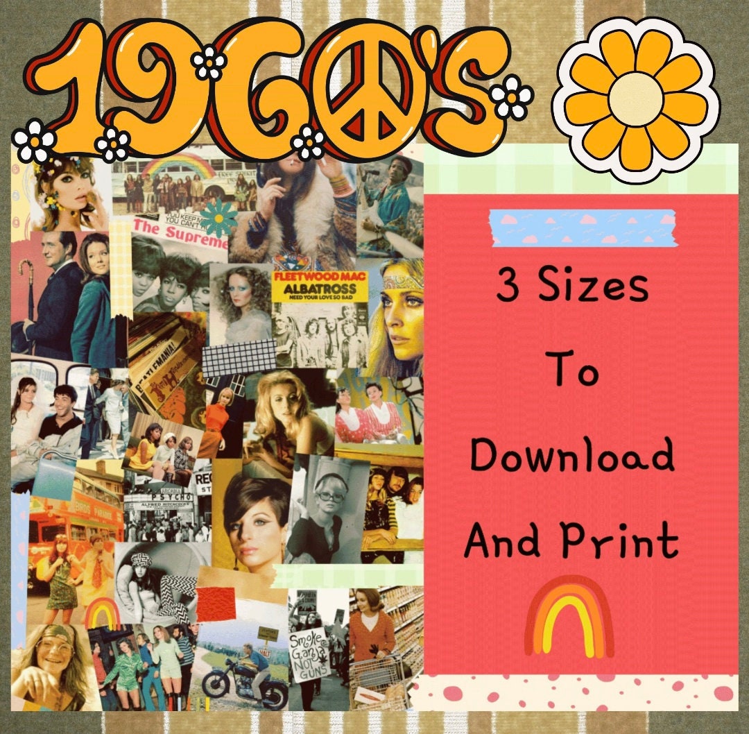 1960s Collage Sheet, 60s Digital Print, DIY Craft - Etsy