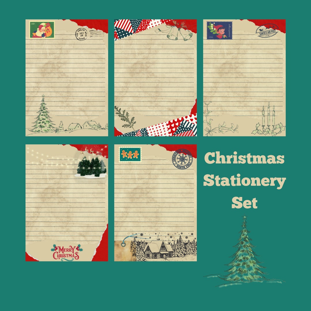 Christmas Stationery Set, Digital Paper, Letter Writing, Printable DIY ...