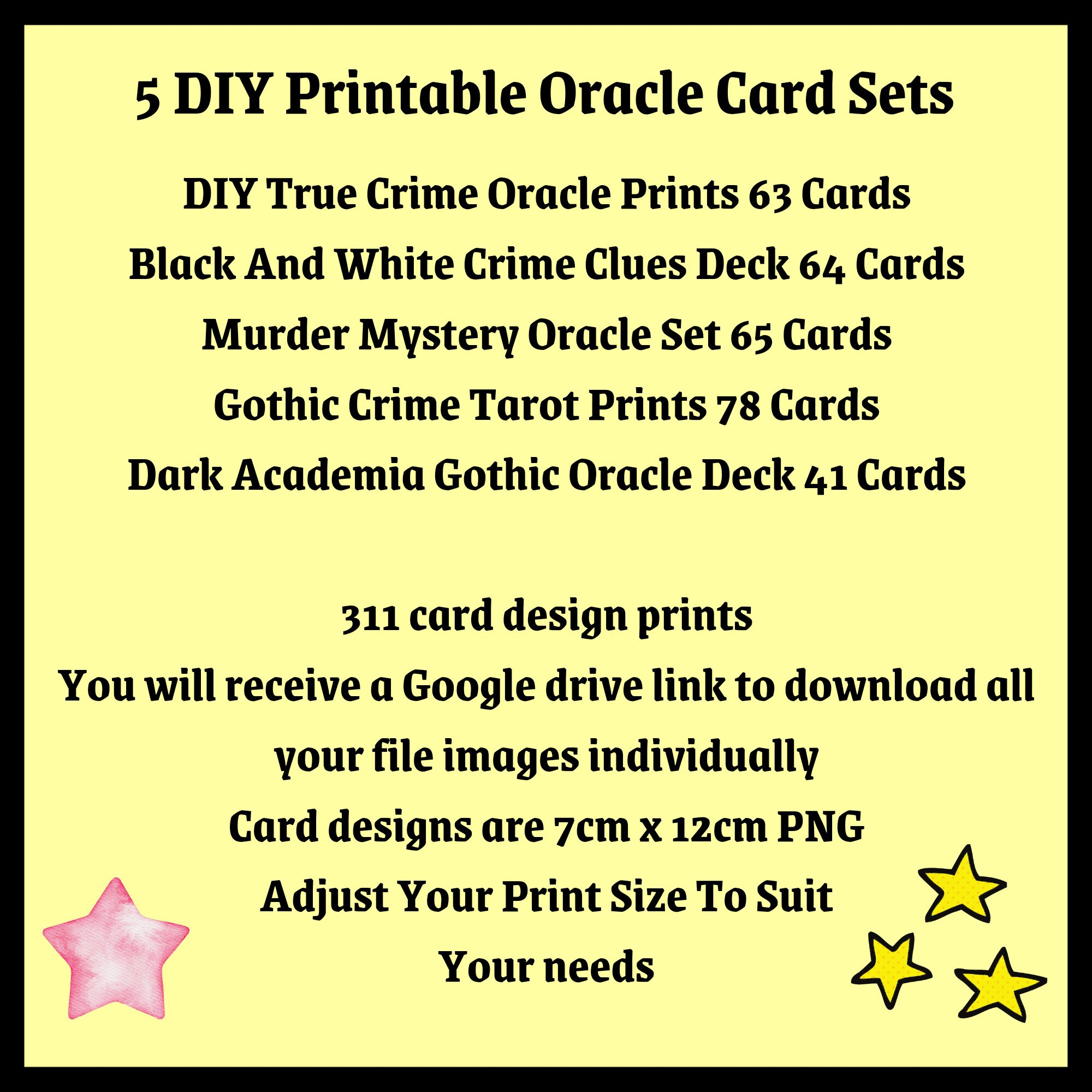 Printable Oracle Decks, Shop Bundle, Digital Tarot Cards, True Crime ...
