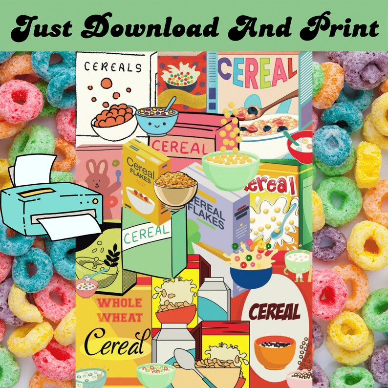 Cereal Collage Sheet, Digital Print, DIY Craft - Etsy
