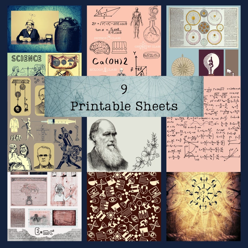 The Scientist Digital Junk Journal Sheets, Science Ephemera, Collage ...