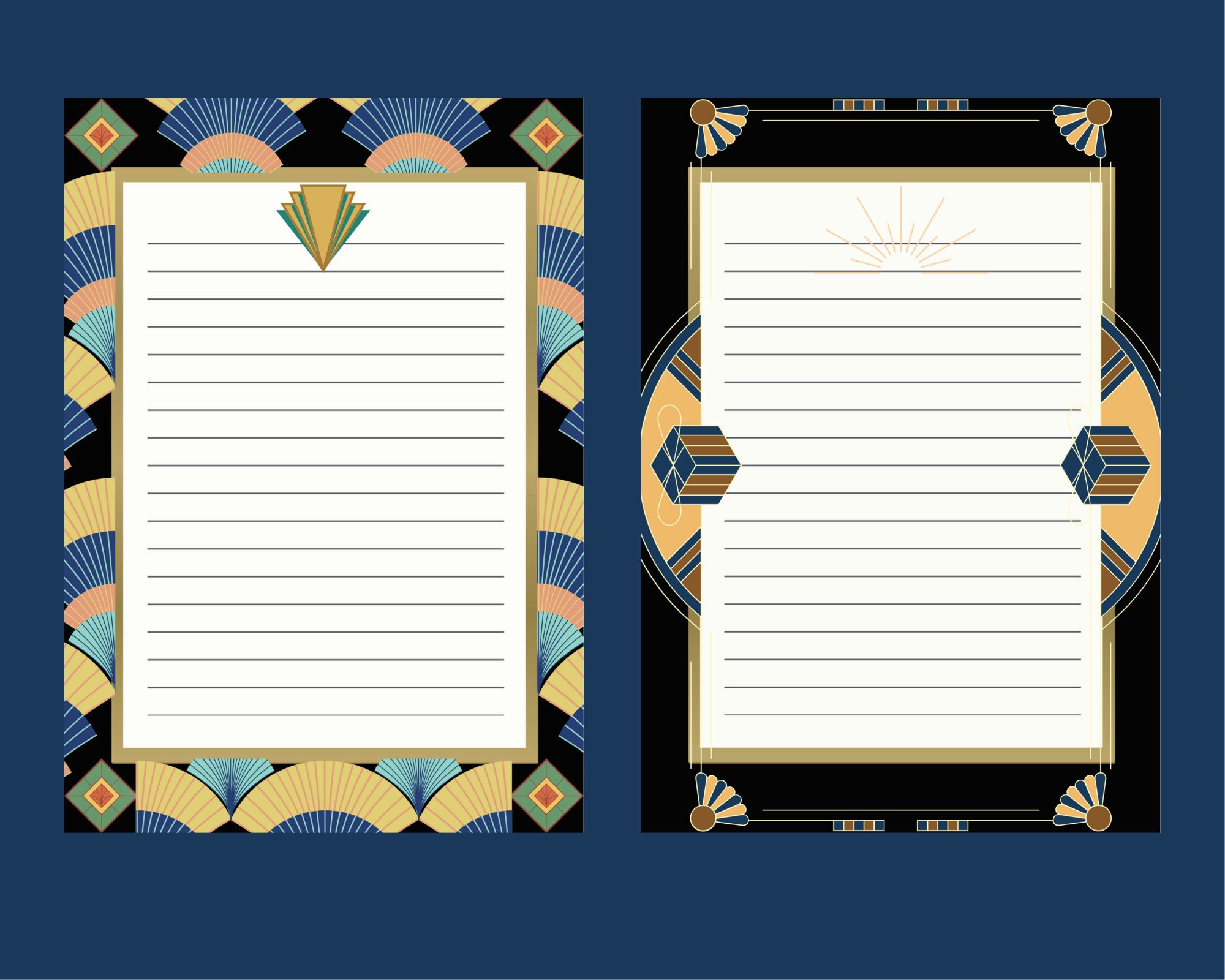 Art Deco Printable Stationery Set 1920s Paper Letters and - Etsy UK
