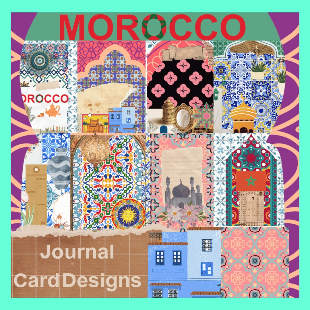 Printable Moroccan Journal Card Designs, Collage, Digital Download ...