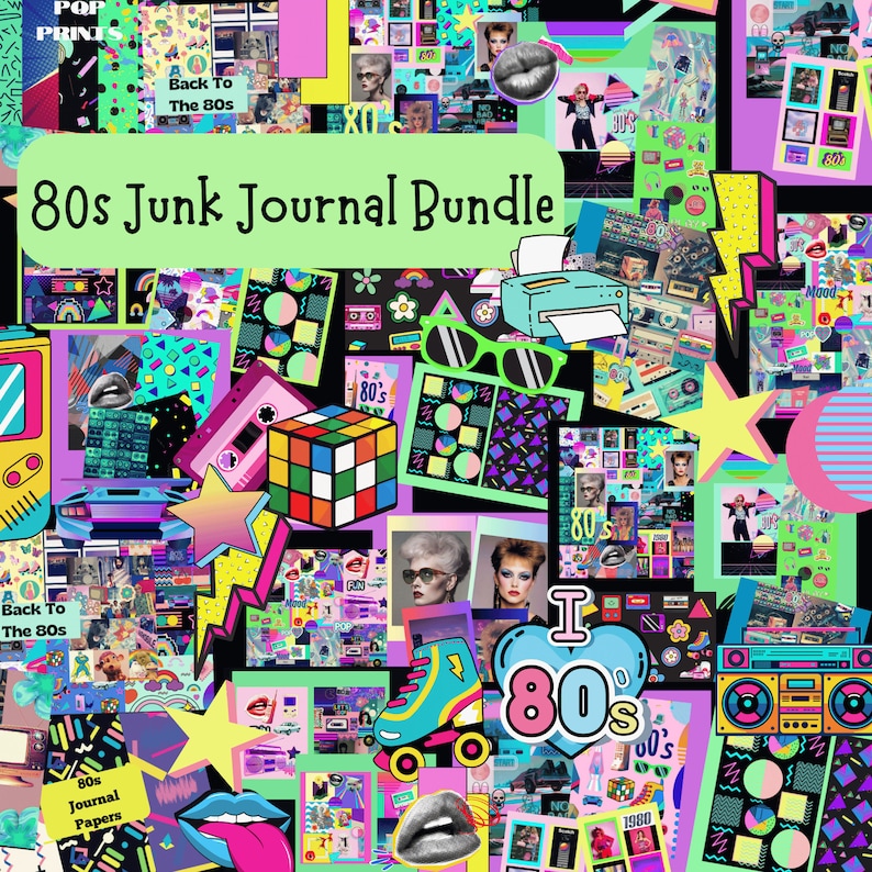 1980s Printable Ephemera, Junk Journal Kit, Digital Download, Retro ...
