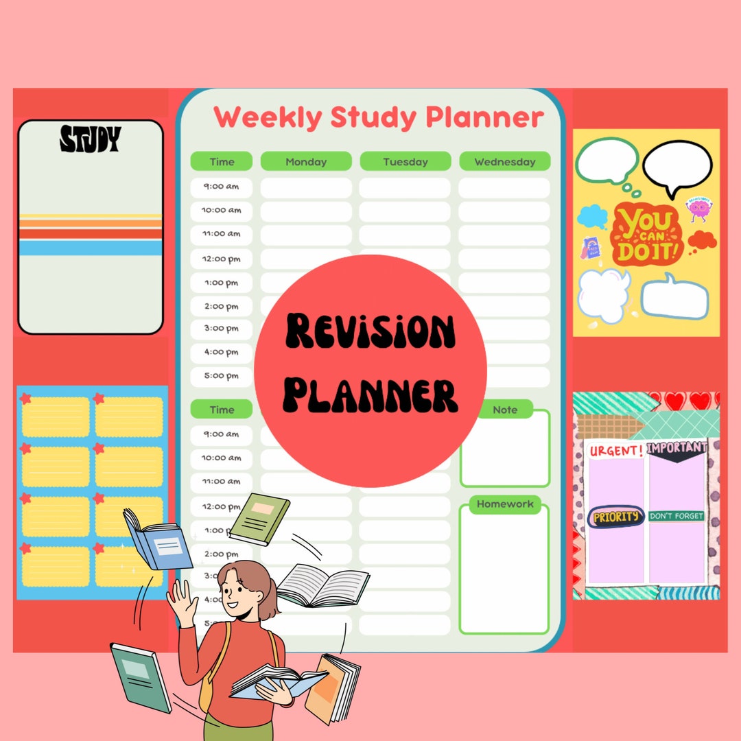 Printable Weekly Revision Planner Templates, Digital Download, Study ...