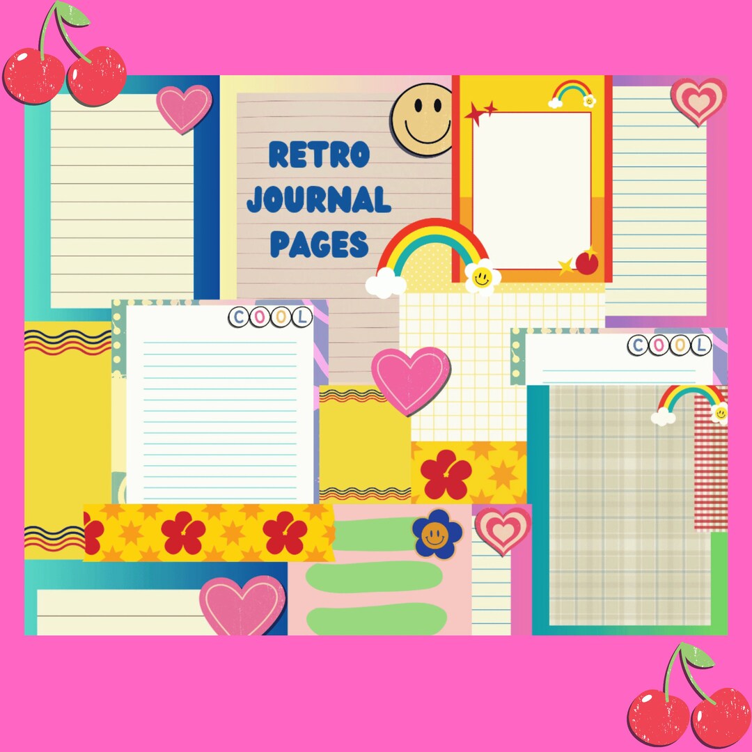 Retro Stationery, Digital Paper, Writing Set, Retro Backgrounds ...