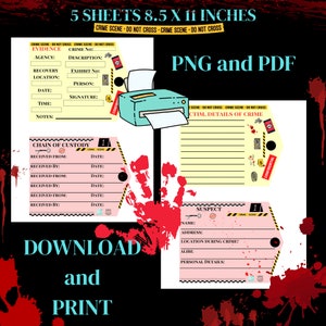 Crime Tags, Evidence Labels, Junk Journal, Ephemera, PNG, Digital ...