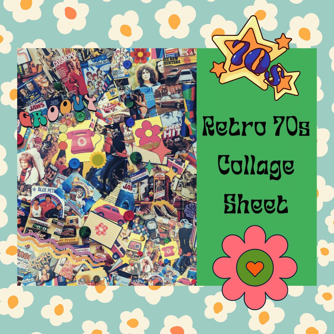 Retro 70s Digital Collage Sheet, 1970s Digital Print, Vintage Nostalgia ...