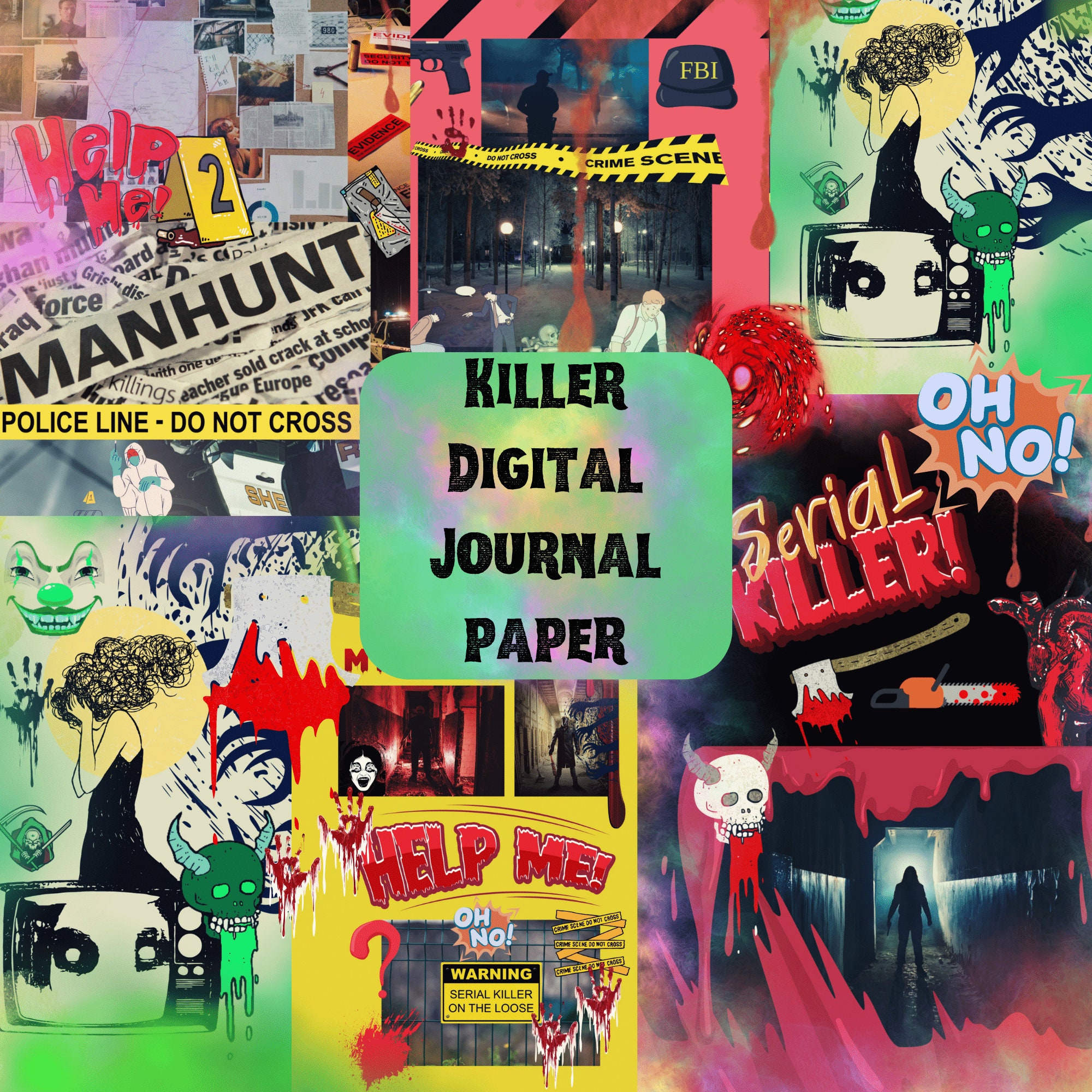 True Crime Digital Prints, Serial Killer Junk Journal, Journal Pages ...