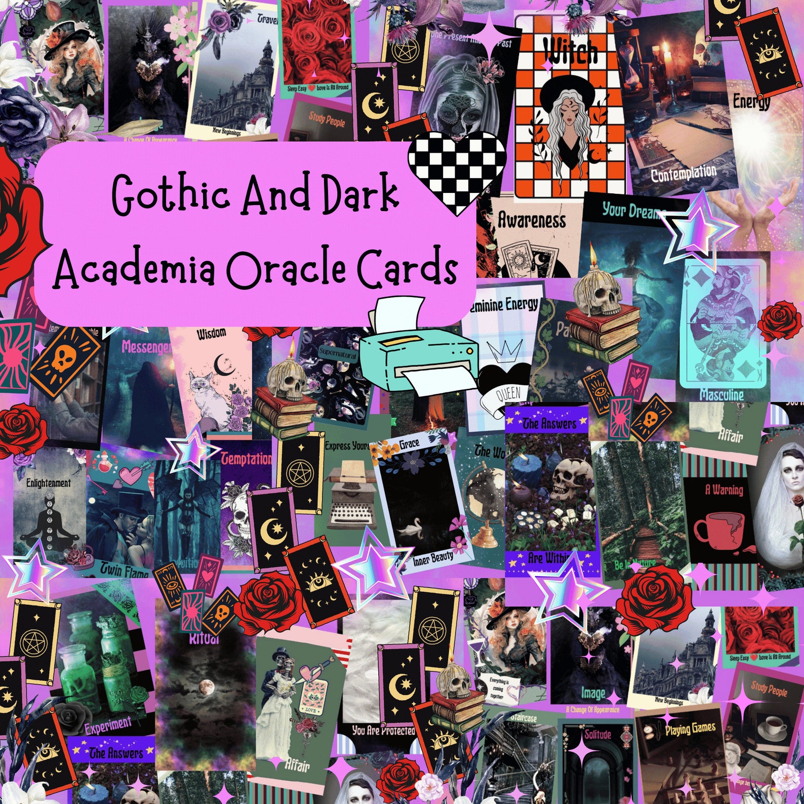 Gothic and Dark Academia Oracle Cards, Digital Prints, Divination ...