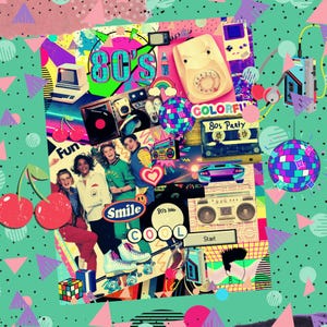 Printable 80s Collage PNG, Junk Journal, Scrapbooking, Digital Download ...