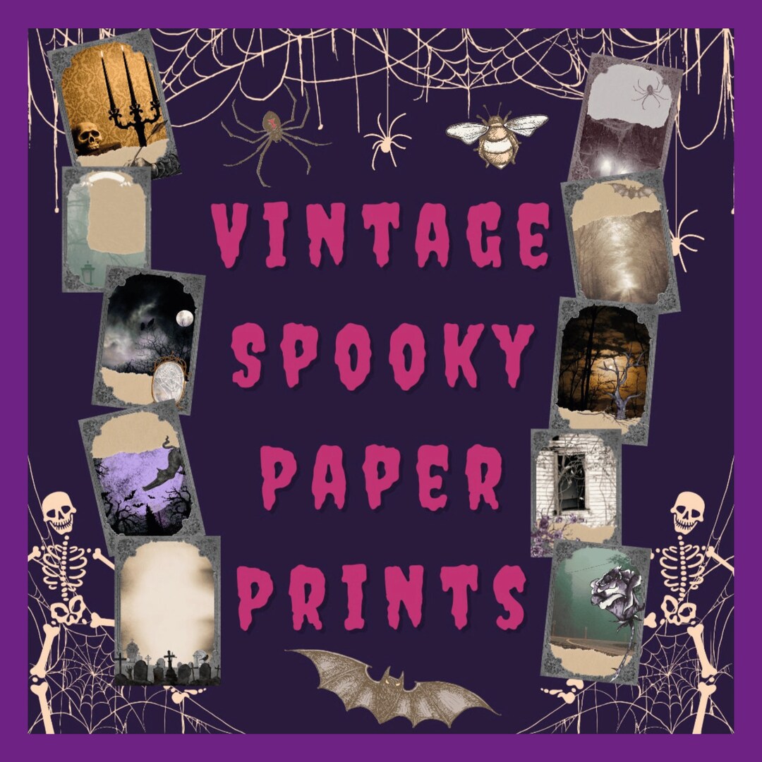 Vintage Spooky Paper Prints, Halloween Backgrounds, Junk Journaling ...