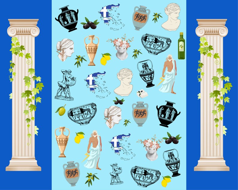Greece Prints, Greek, Digital Paper, Cut and Collage, DIY Craft, Junk ...