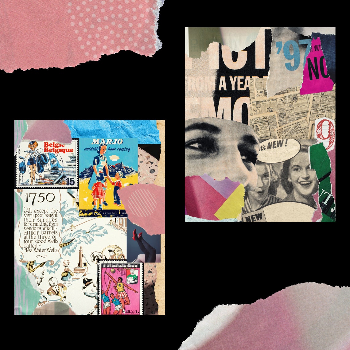 Retro Magazine Collage Paper, Digital Prints, Journaling - Etsy