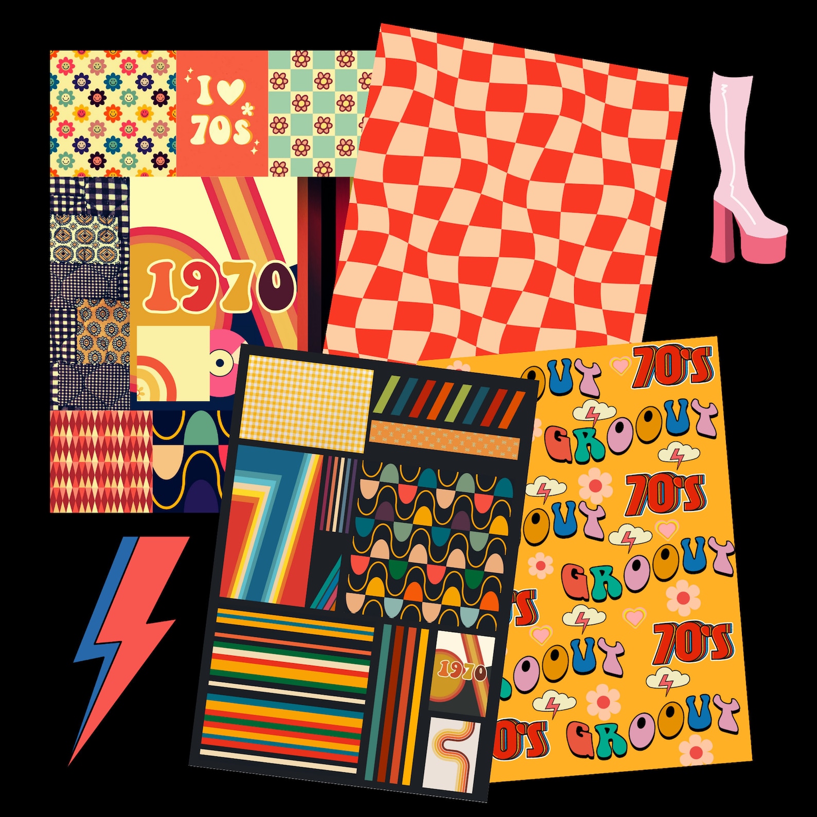 1970s Retro Junk Journal Kit: Groovy Scrapbook Ephemera (digital ...