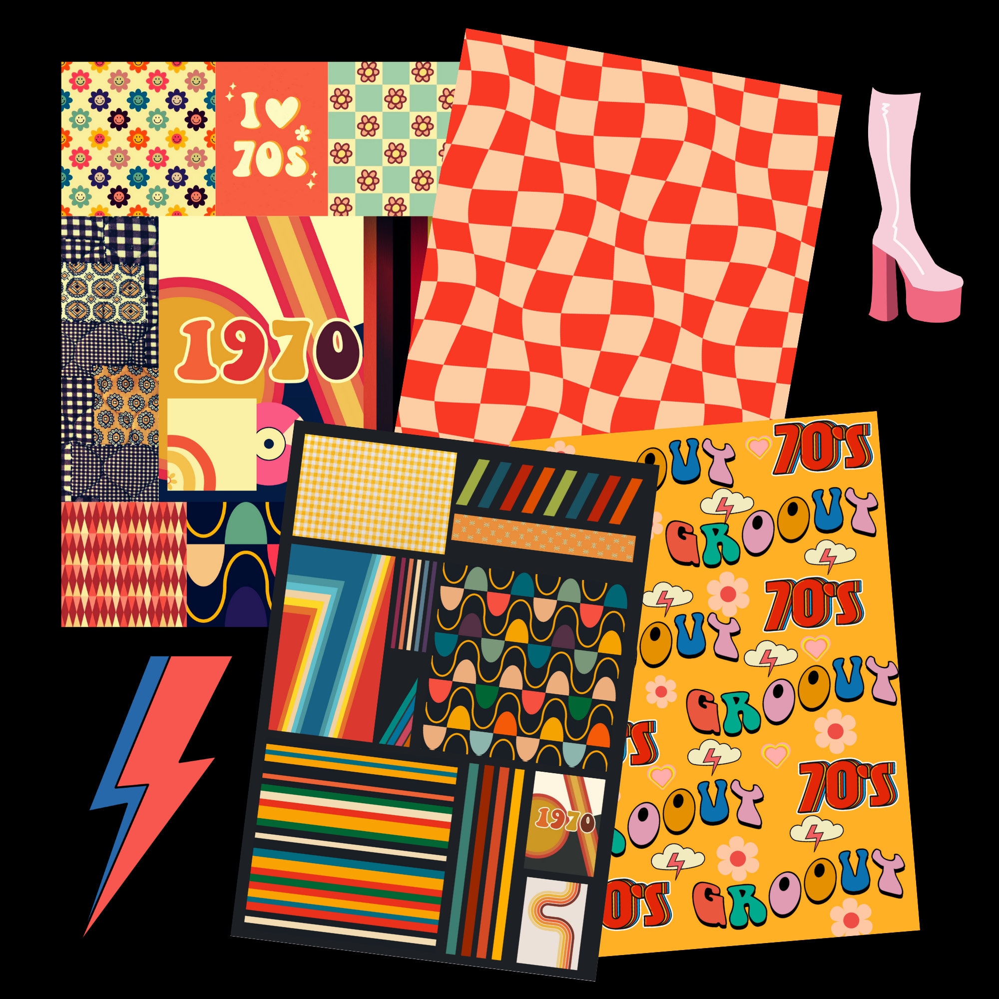 1970s Retro Junk Journal Kit: Groovy Scrapbook Ephemera (digital ...