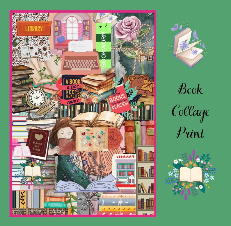 Book Collage Sheet, Digital Paper, Cozy Reading, Journal Print - Etsy
