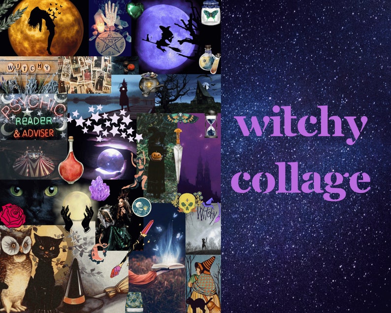 Witchy Collage Print Digital Witch Design Digital Collage - Etsy UK
