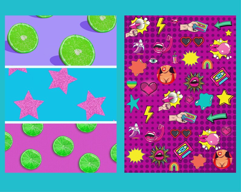 Pop Art Prints Digital Paper Pop Art Junk Journal DIY - Etsy