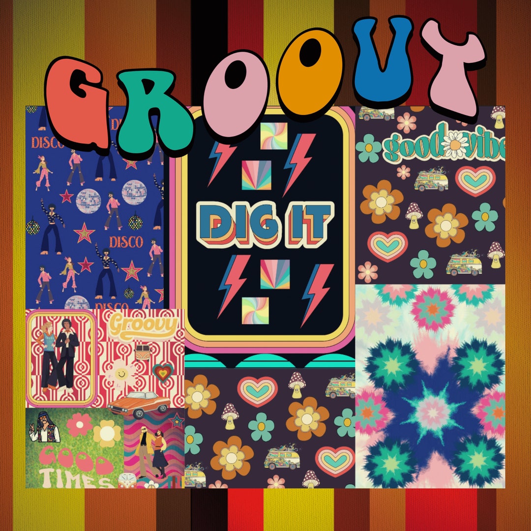 Printable 1970s Groovy Paper, Digital Download, DIY Craft - Etsy