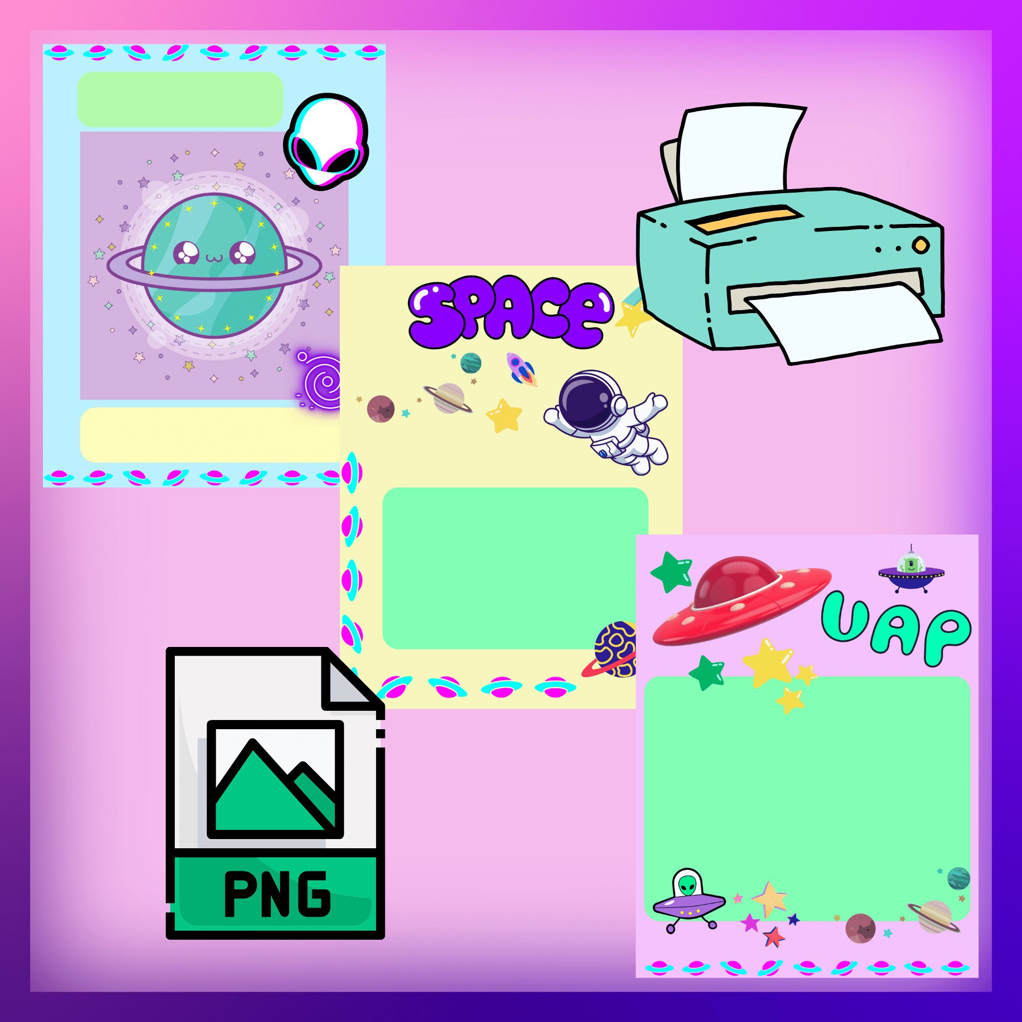 Printable UFO Sheets, Scrapbooking, Backgrounds, DIY Craft, Aliens ...