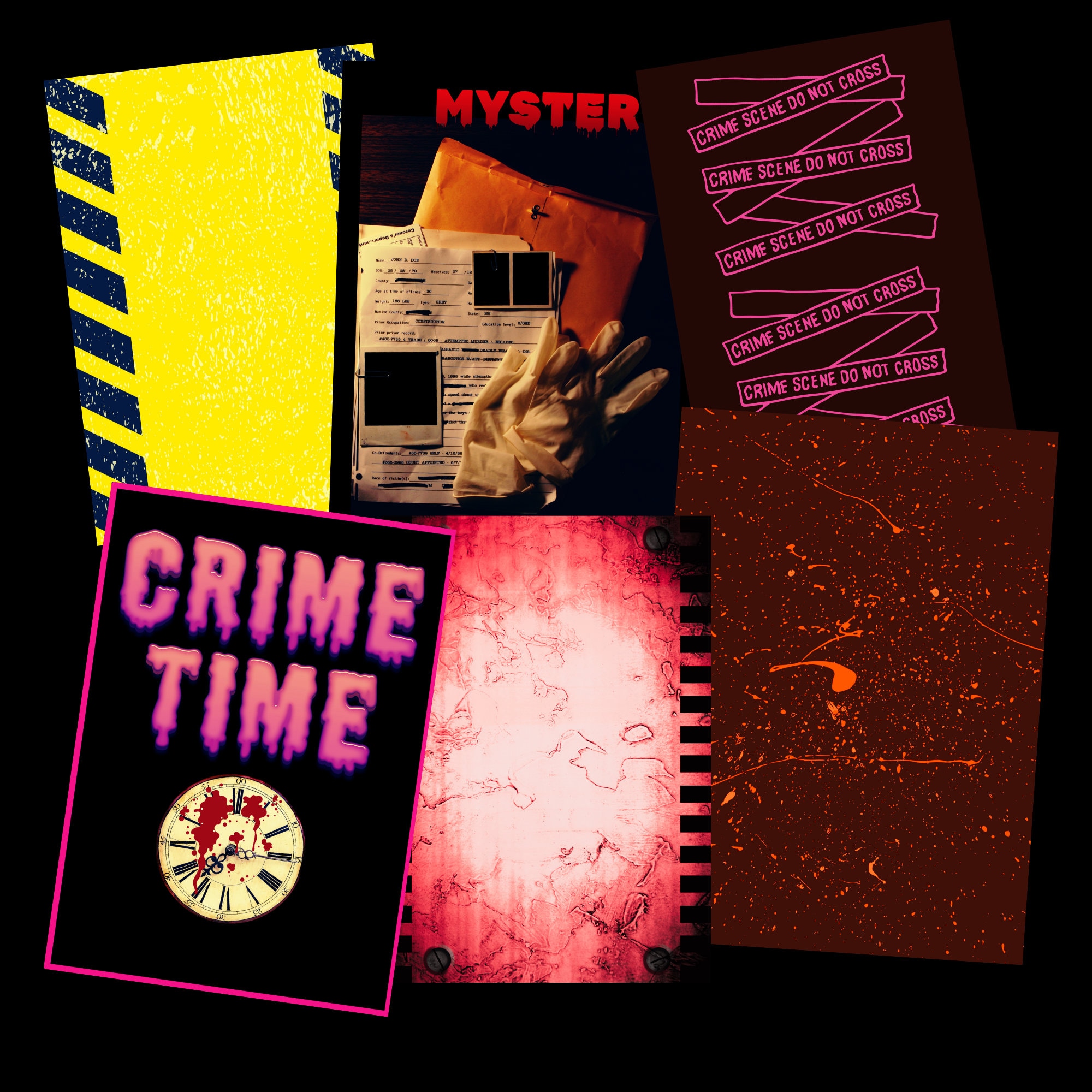 Crime Time Printable Background Paper, Journal Pages, Digital Scrapbook ...