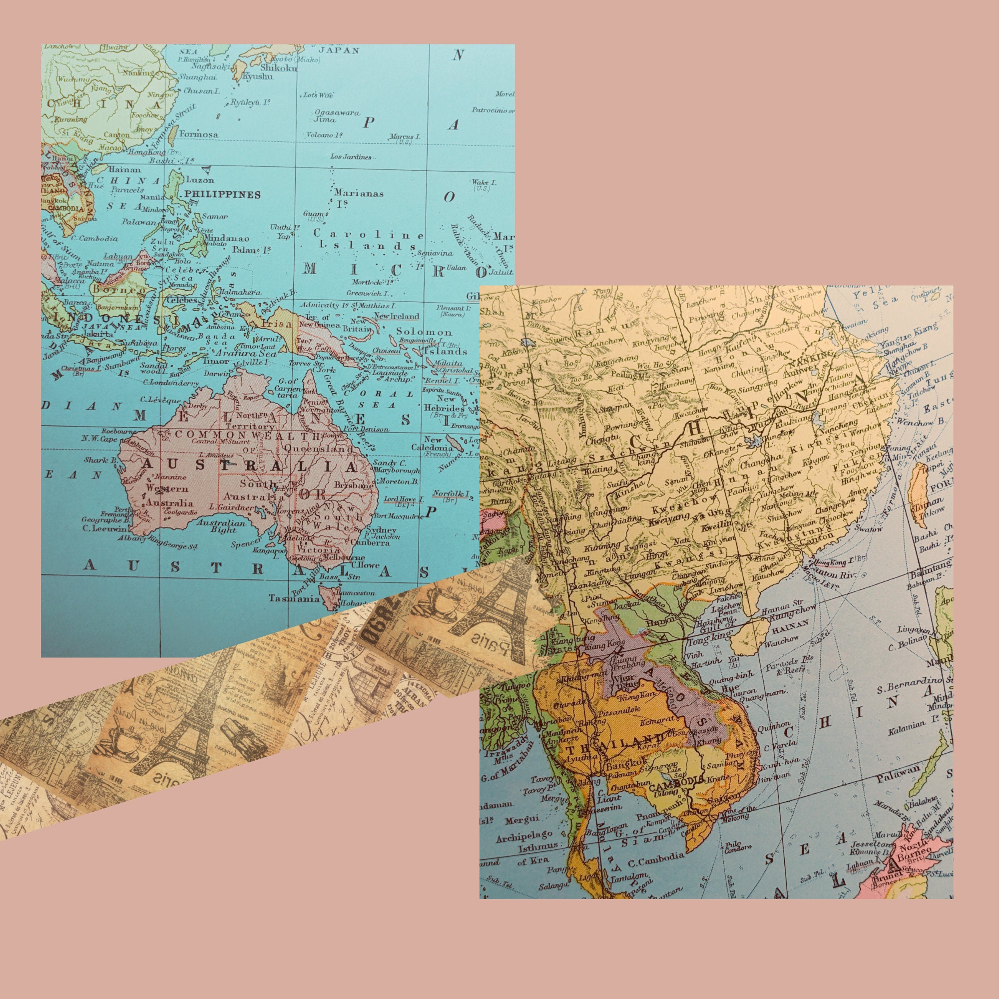 Printable Vintage Maps, Digital Background Paper, DIY Craft - Etsy