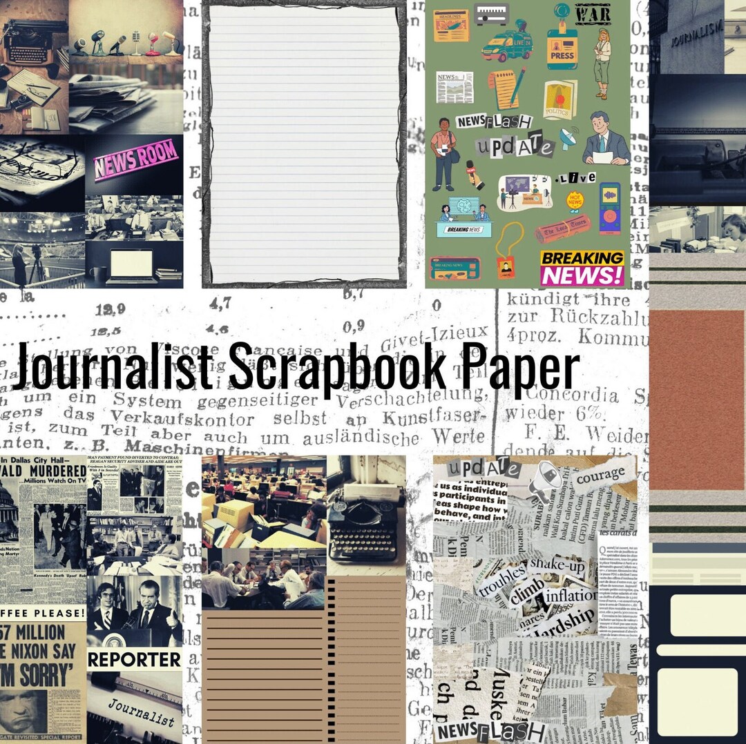 Journalist Prints, Digital Paper, News Reporter, Junk Journal, DIY ...
