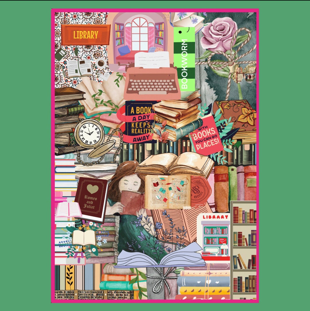 Book Collage Sheet, Digital Paper, Cozy Reading, Journal Print - Etsy