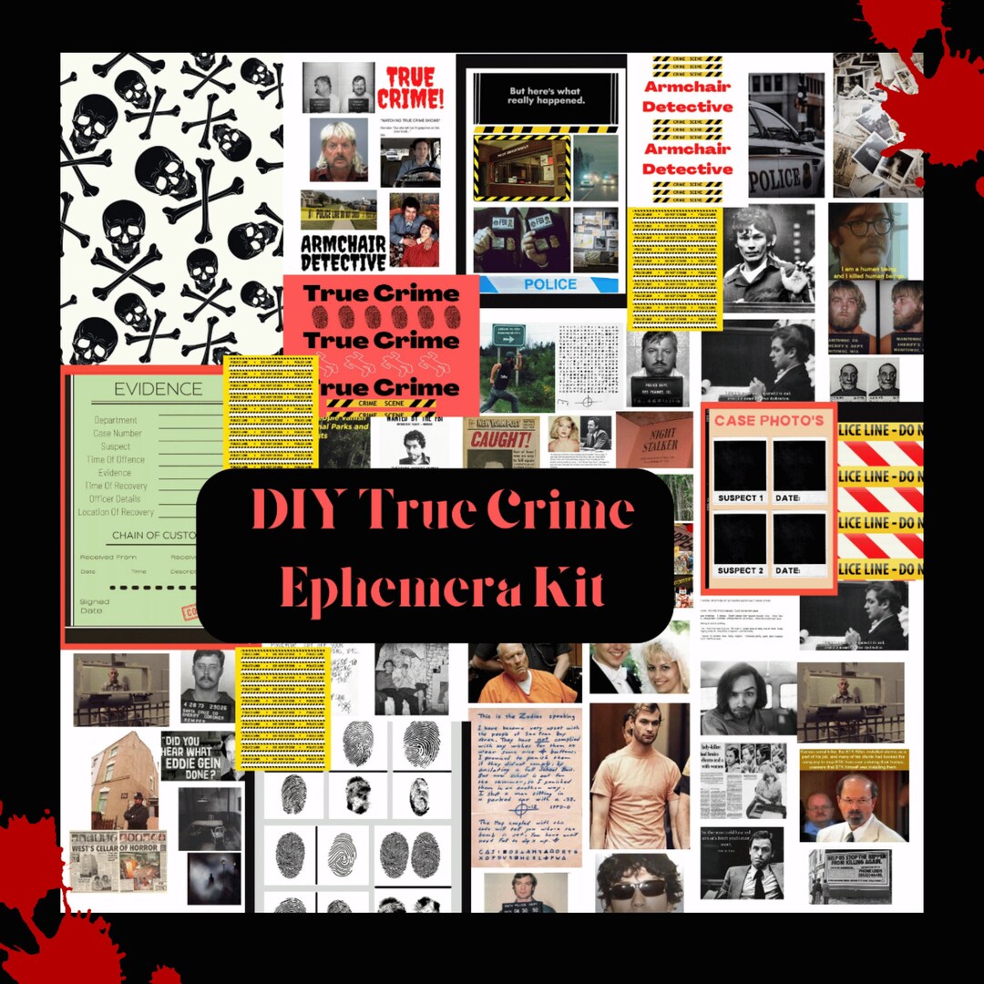 Printable True Crime Junk Journal, Collage Sheets, DIY Ephemera ...