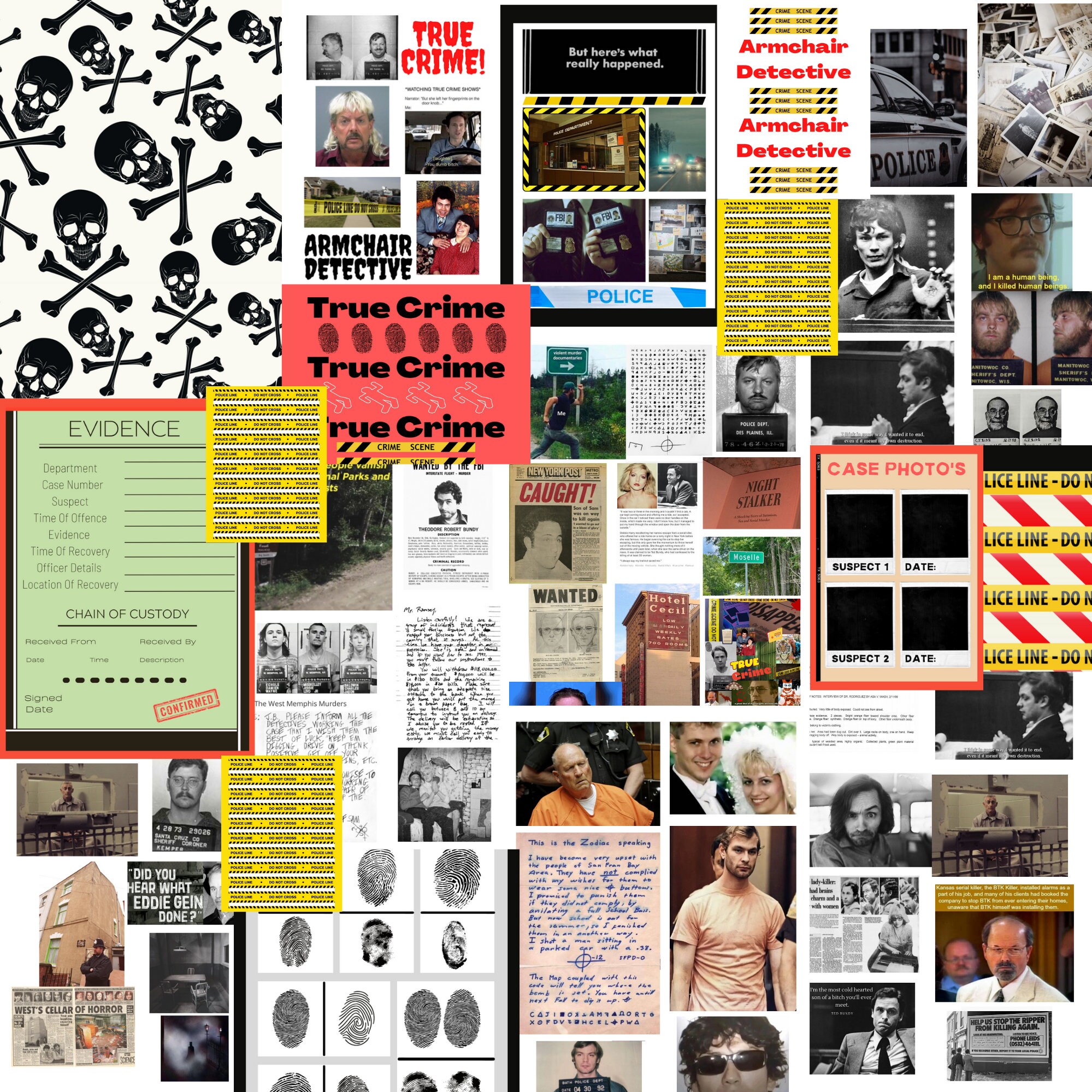 Printable True Crime Junk Journal, Collage Sheets, DIY Ephemera ...