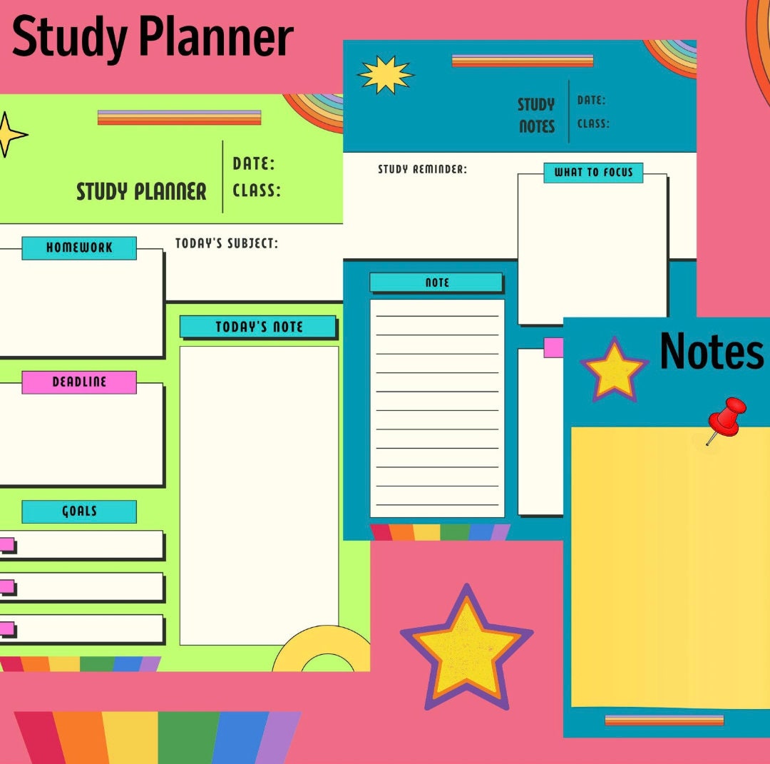 Study Planner Templates, Printable Sheets, Digital Planner, Back to ...