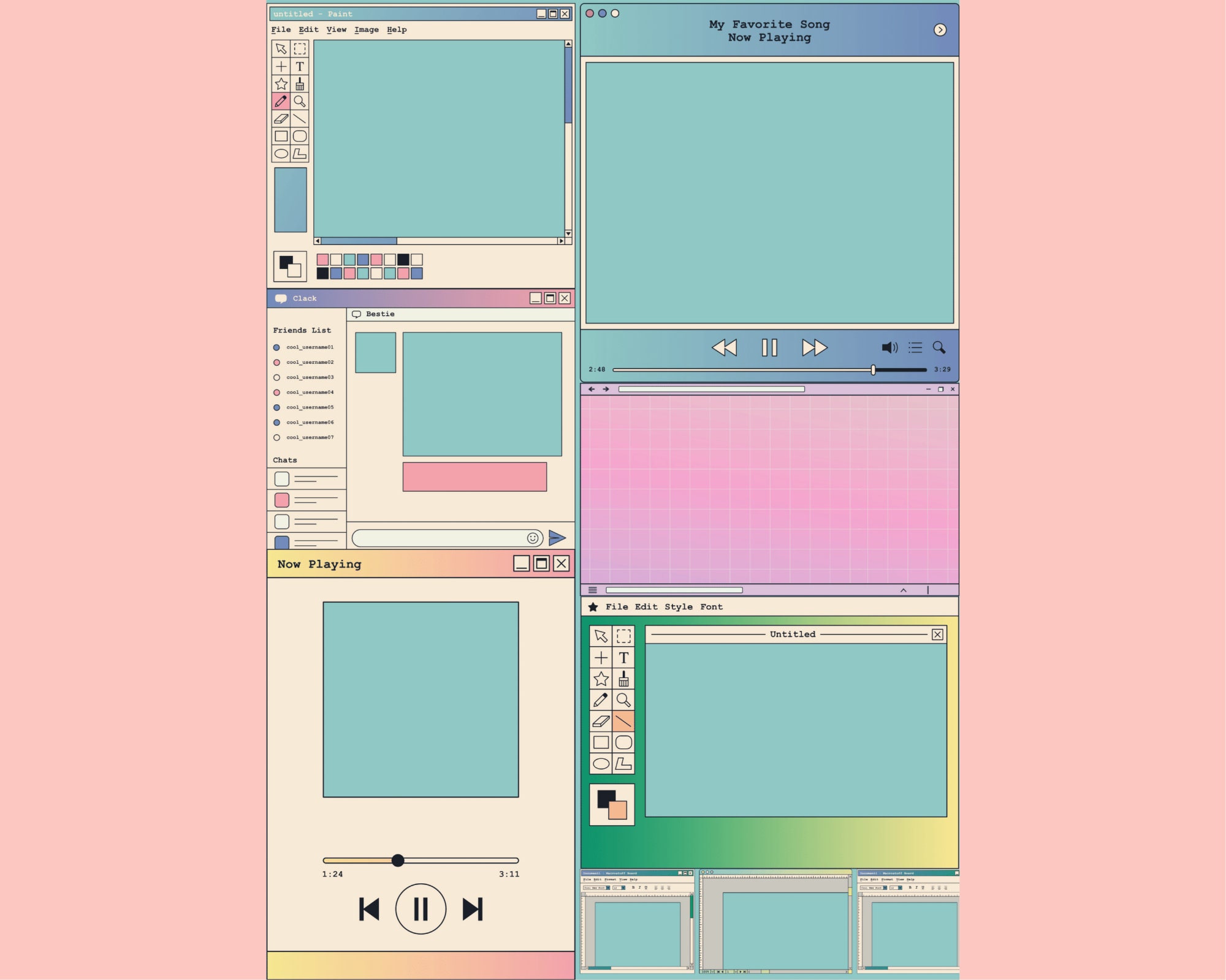 Retro Style Prints Pastel 80s Peachy Digital Paper DIY - Etsy