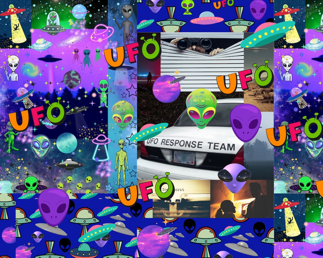 Alien Prints UFO Junk Journal Backgrounds Collage Digital - Etsy UK
