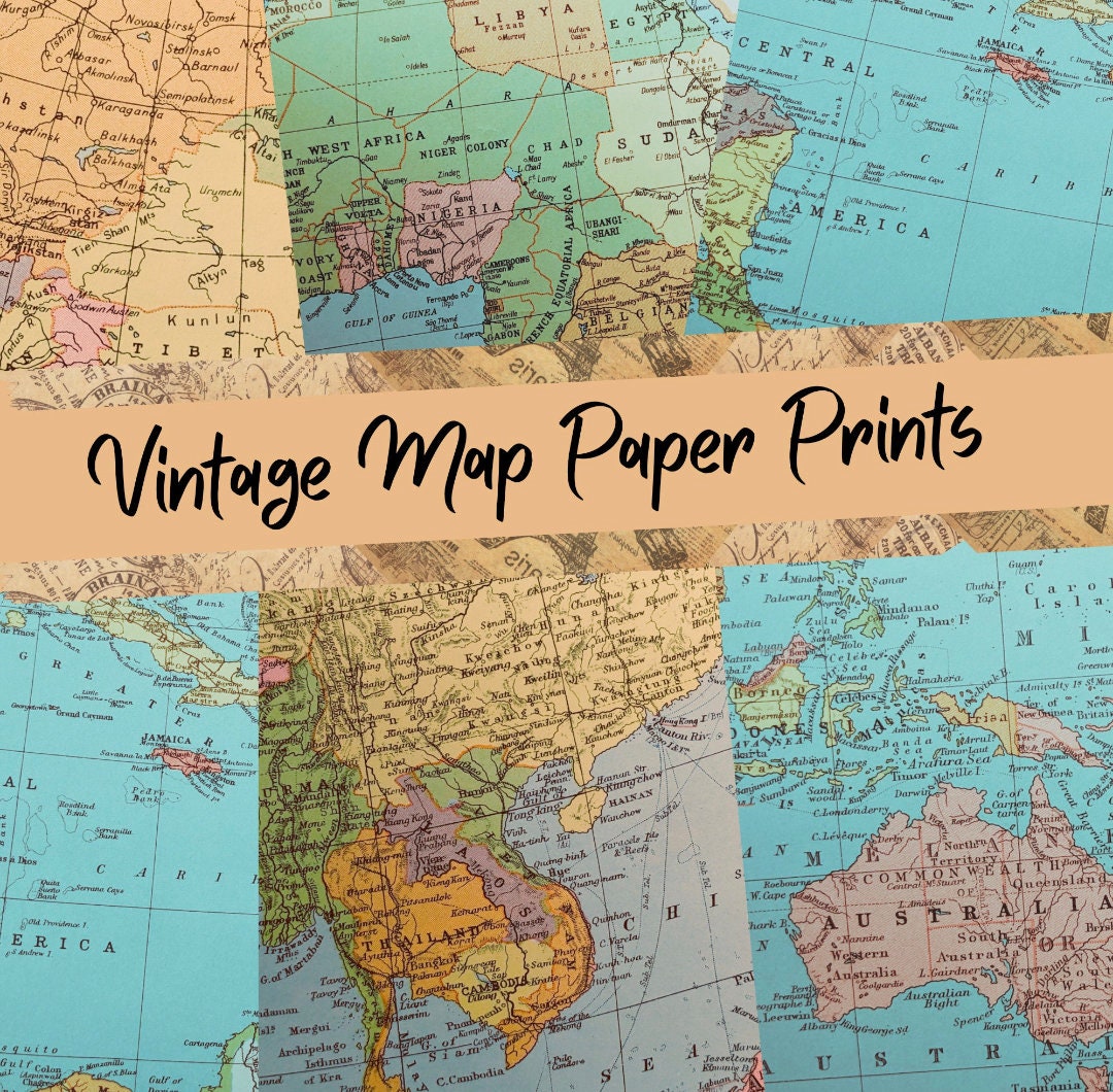 Printable Vintage Maps, Digital Background Paper, DIY Craft - Etsy