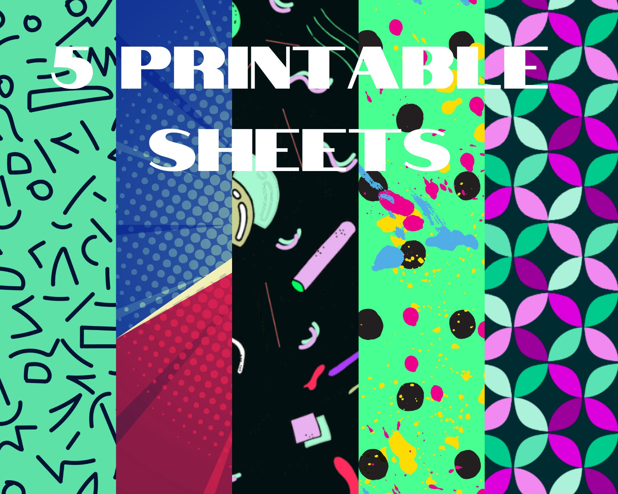 80s Pop Themed Printable Sheets, Backgrounds, 80s Patterns ...