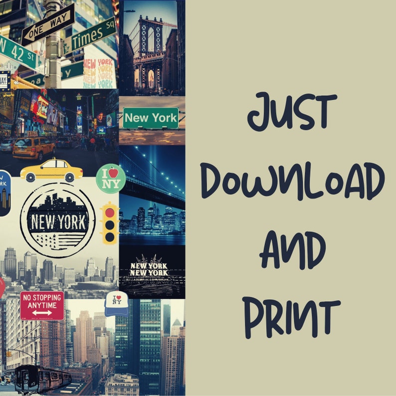 New York Collage Print Digital Paper the Big Apple DIY - Etsy